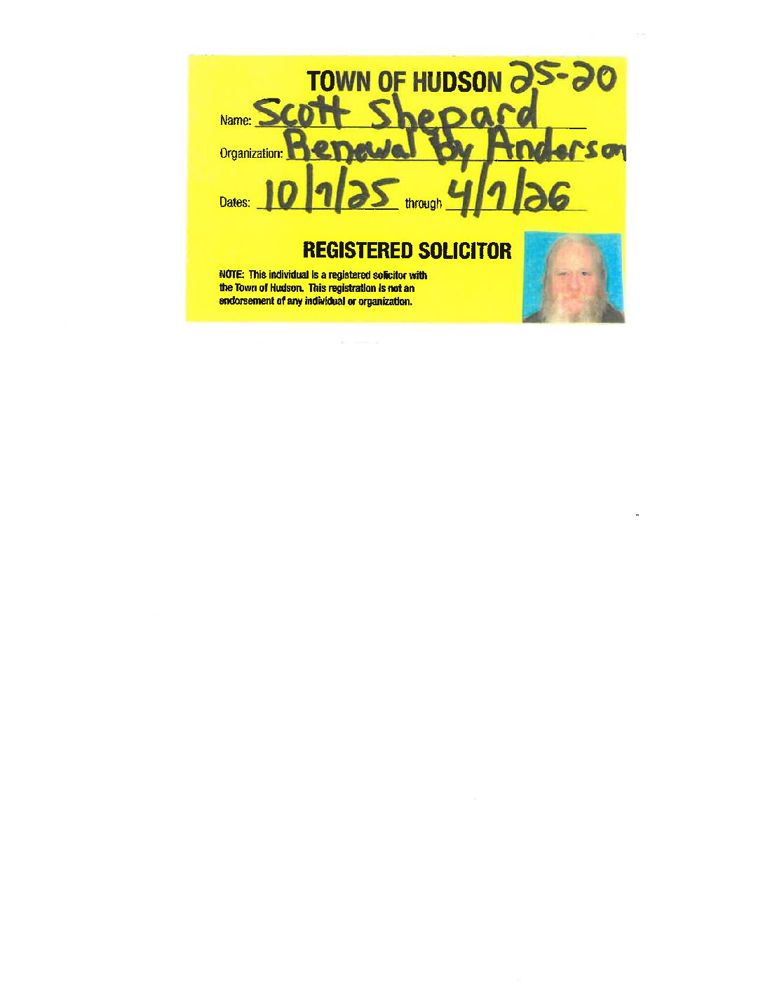 Soliciting and Canvassing - Hudson Police Department